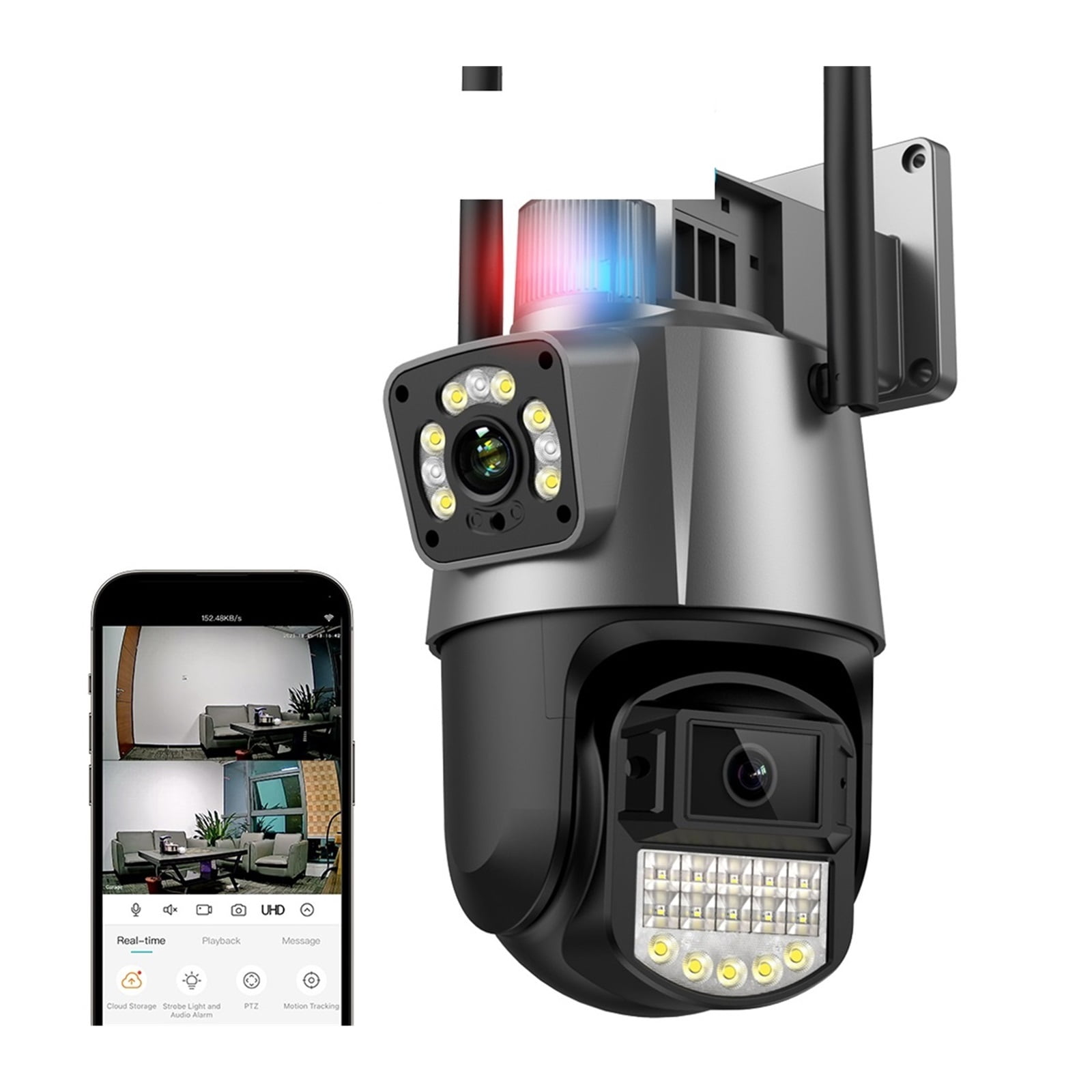 4K 8MP HD PTZ Camera Dual-Lens Dual Screen Outdoor Camera AI Auto ...