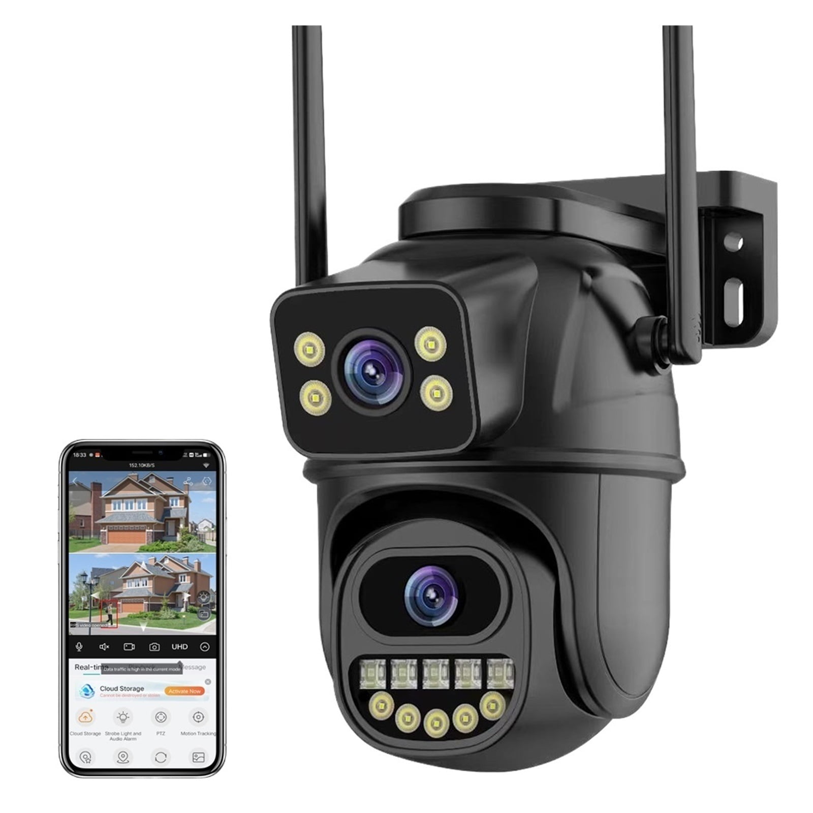 4K 8MP HD PTZ Camera Outdoor 4MP Dual Lens Dual Screen AI Auto Tracking ...