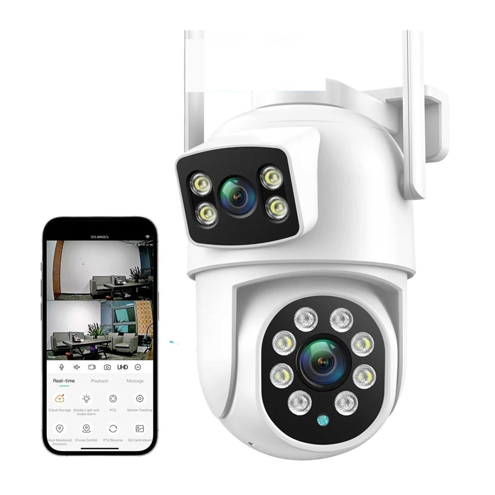 4K 8MP PTZ Camera Dual Lens Dual Screen 4X Digital Zoom IP Camera 4MP ...