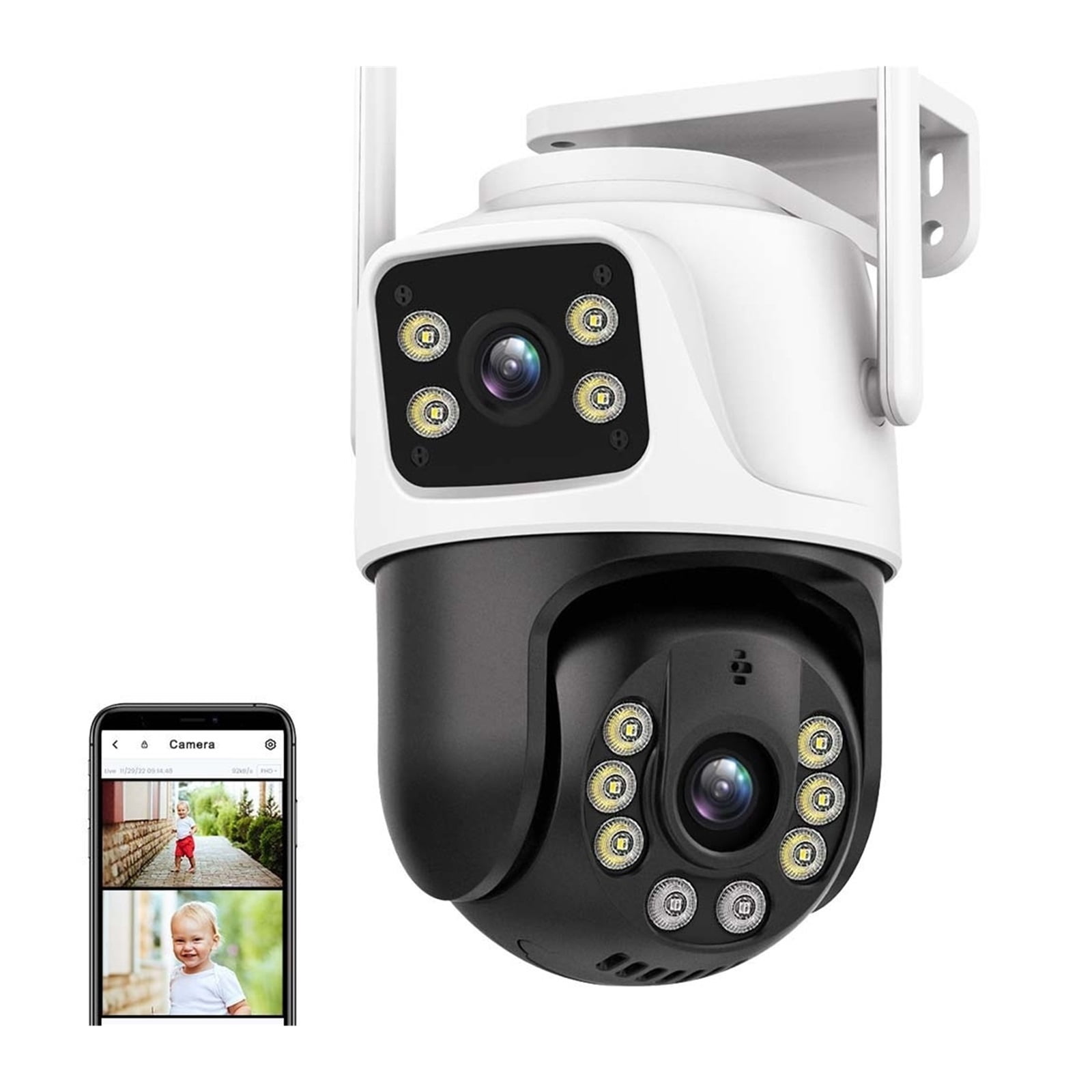 4K 8MP PTZ Camera Outdoor Dual Lens IP Cam Human Detection AI Tracking ...