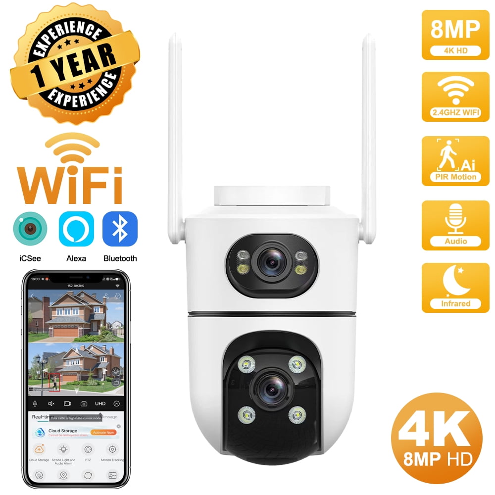 4K 8MP PTZ WIFI Camera Dual Lens Dual Screen IP Camera Outdoor 4MP HD ...