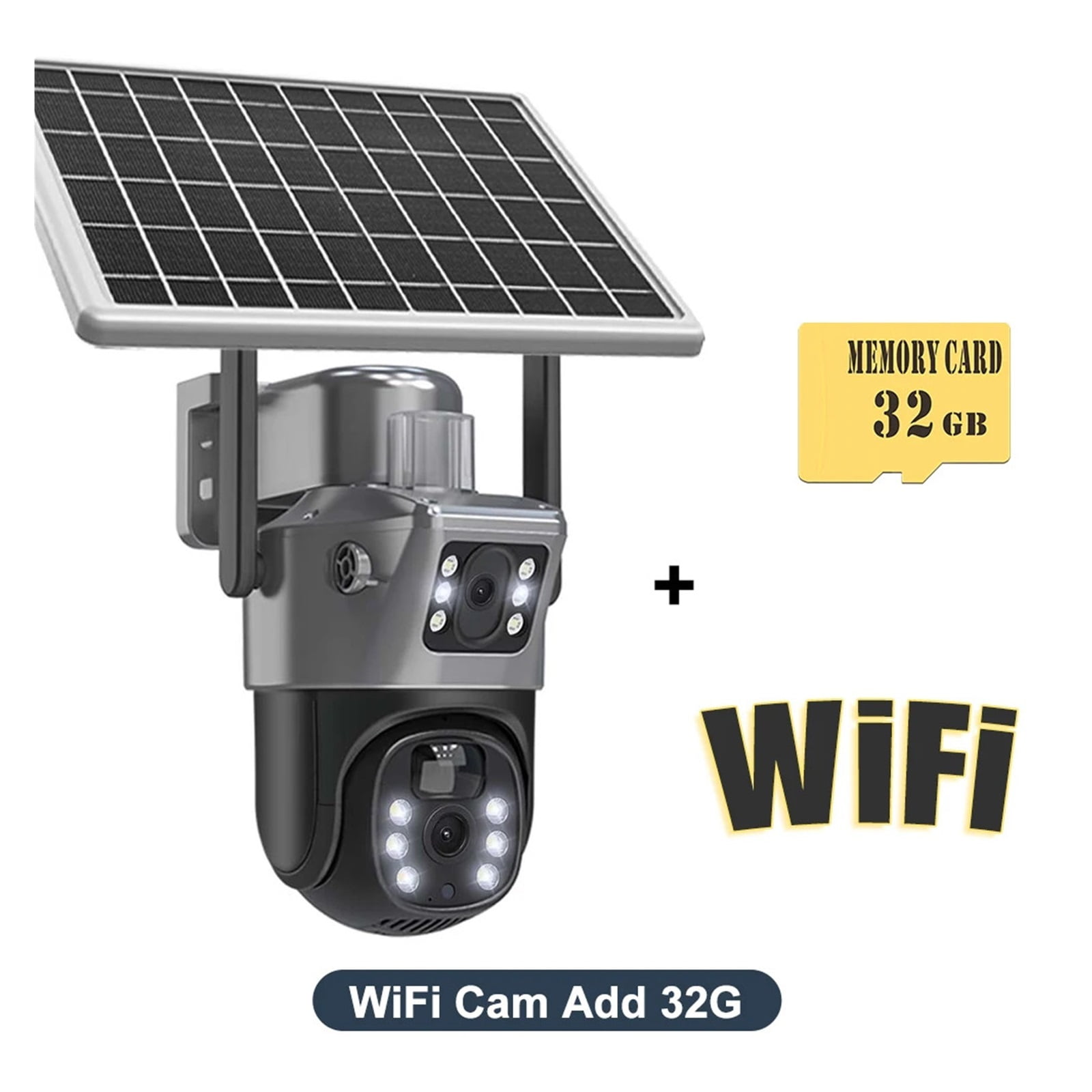 4K 8MP Solar Cell WiFi Dual Lens Dual Screen Outdoor Camera PIR Body Detection Security ...