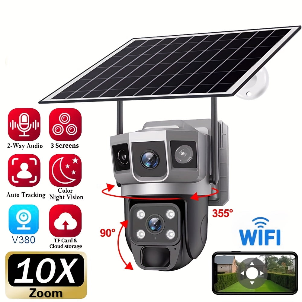 4K/8MP Solar Powered Surveillance Camera – 2.4GHz Wireless Wi-Fi, 360 ...