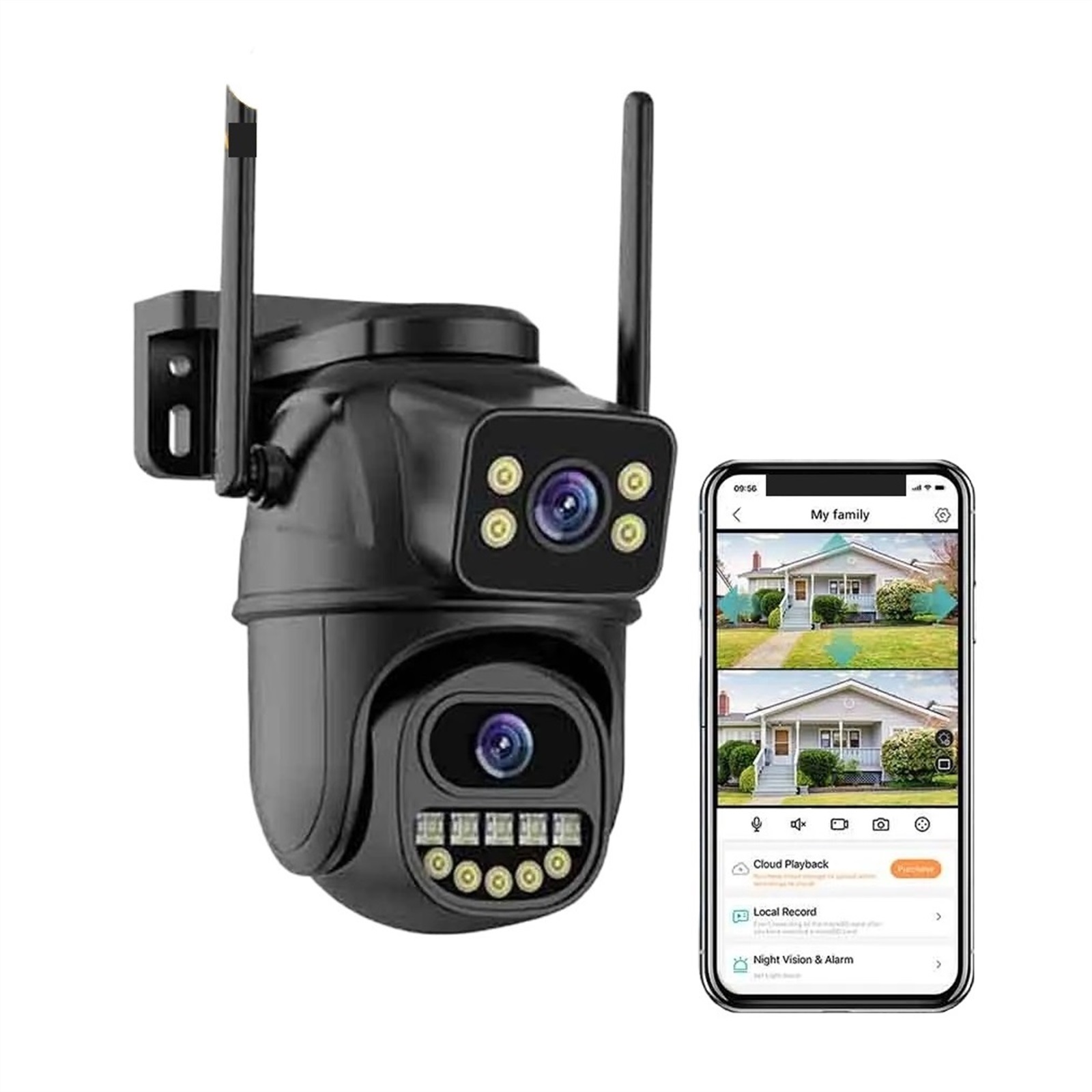 4K 8MP Surveillance Camera, Dual Lens, 4X Digital Zoom, AI Human Detect ...