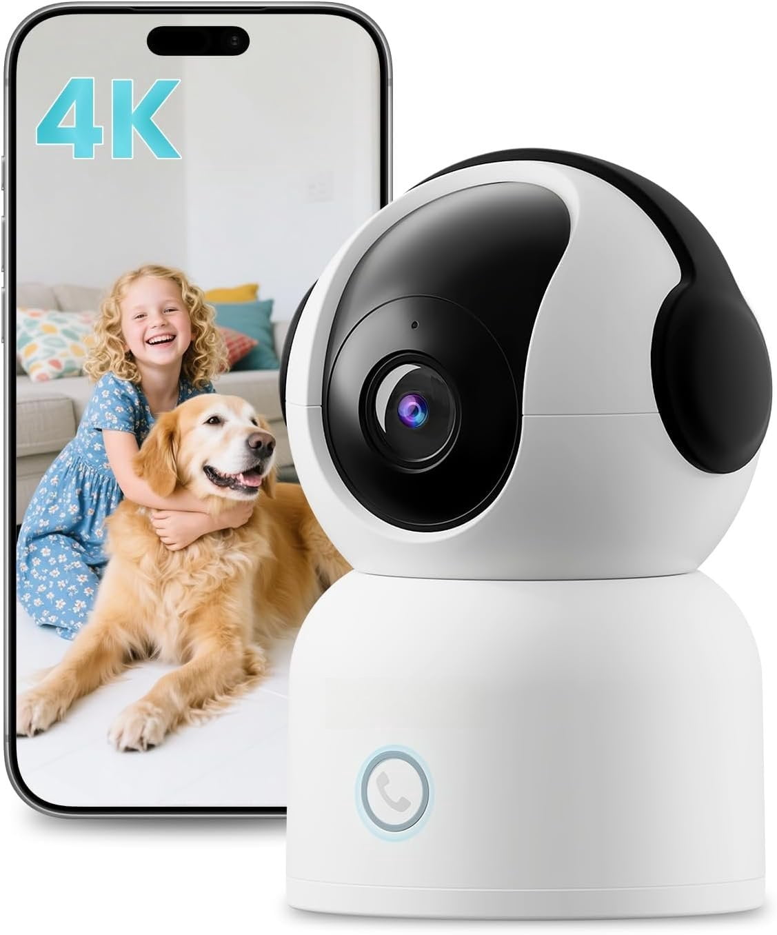 4K 8MP WiFi Camera, 360?Pan/Tilt Indoor Camera, 2-Way Talk, - Calling ...