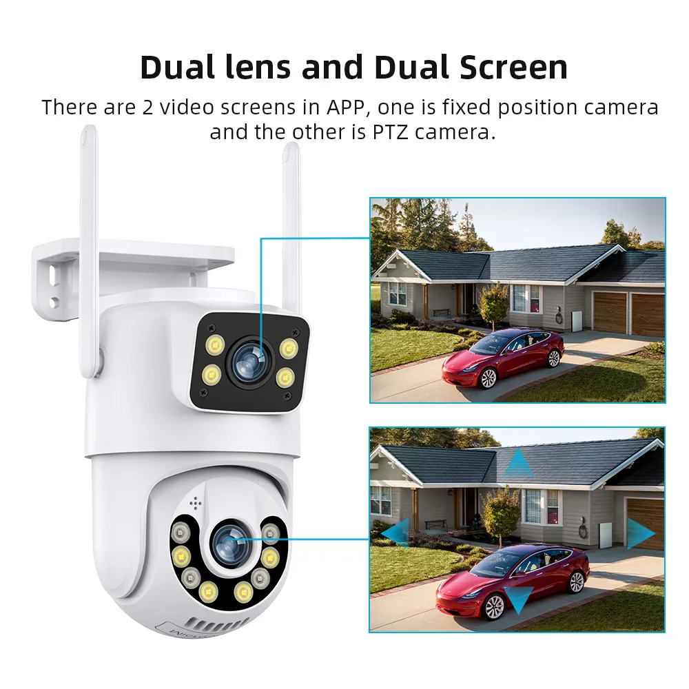 4K 8MP Wifi PTZ Camera Outdoor Dual Lens Dual Screen Auto Track IP ...
