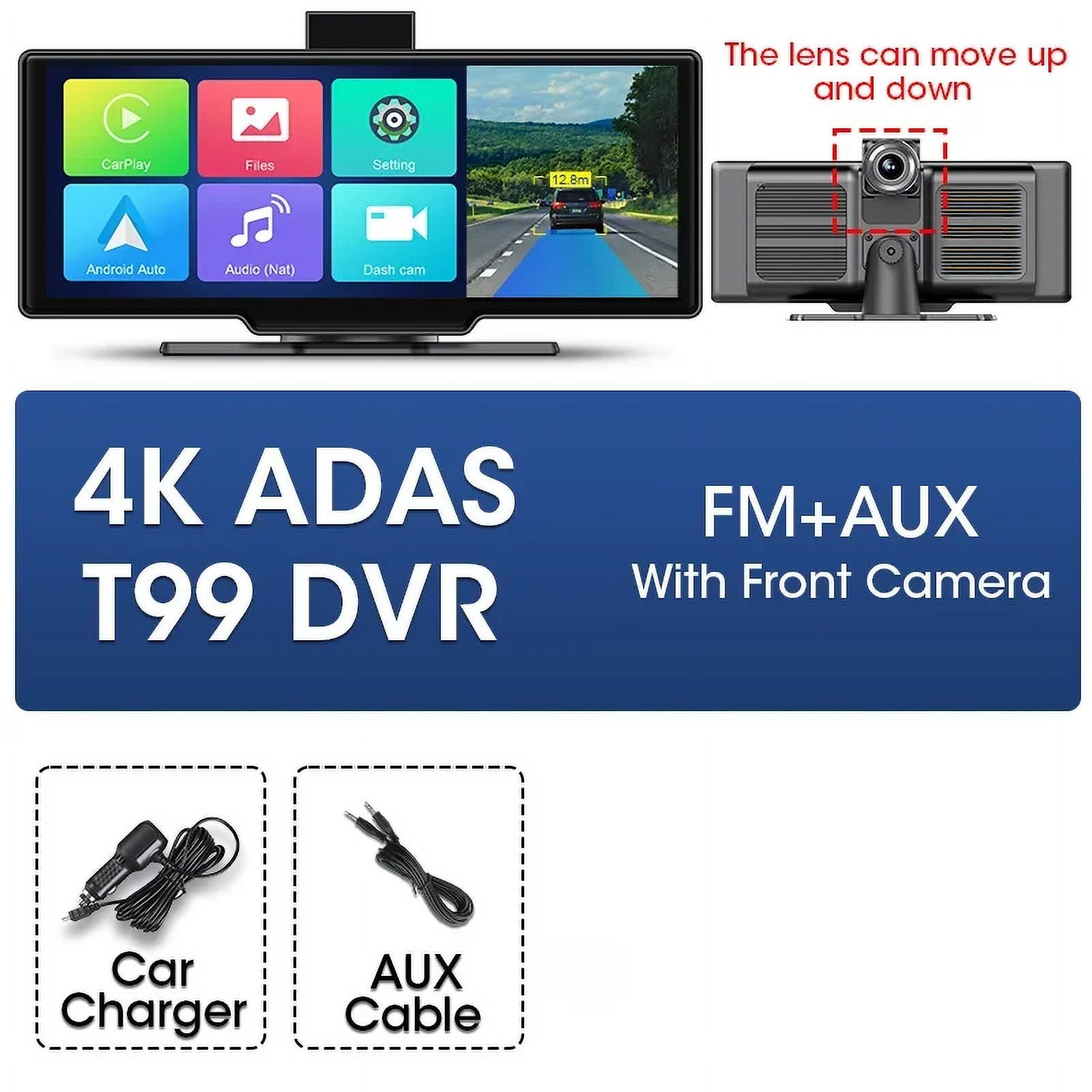 4K ADAS Dash Cam 10.26" Car DVR GPS Navigation Wireless Carplay ...