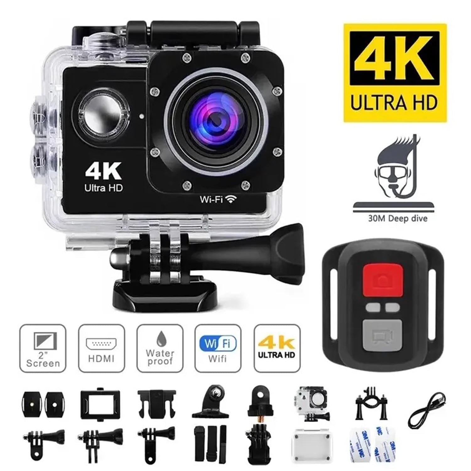 zhongxiazhiyue 4K Action Camera, Ultra HD Waterproof Camera, WiFi ...