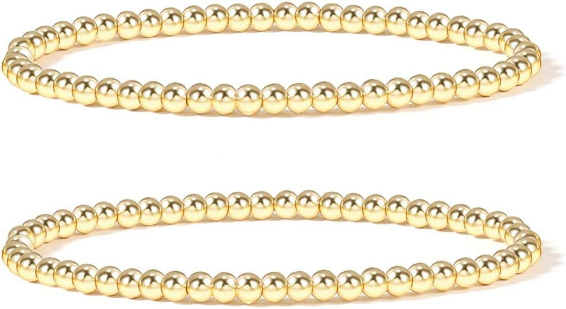 Gold Plate Bead Bracelet for Women 14K Gold Plated Bead Ball Bracelet ...