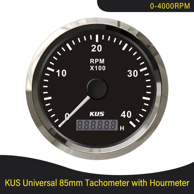 4K BS-85MM Gasoline Diesel Engine Tachometer with Hourmeter Boat Truck ...