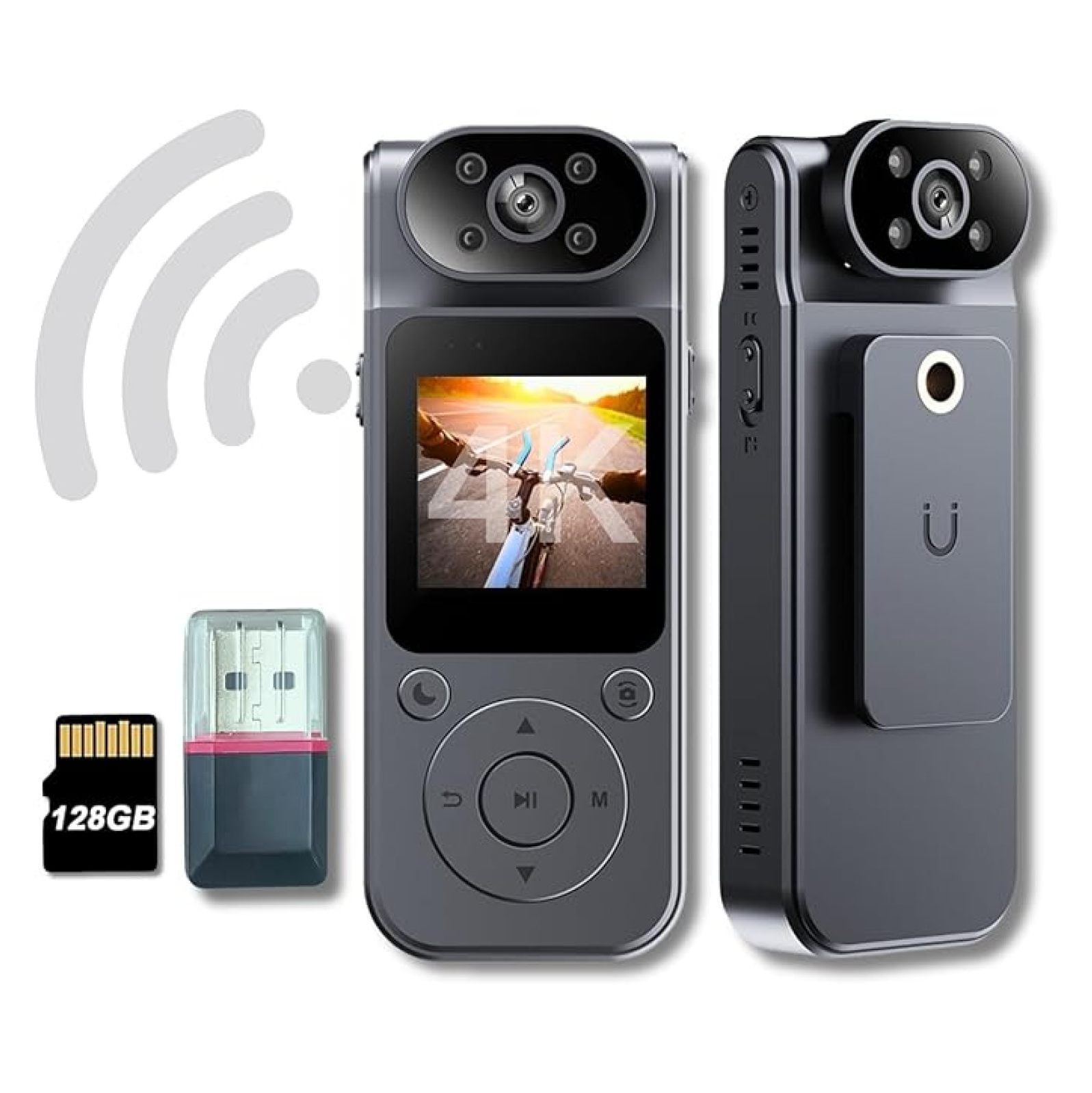 4K Body Camera Video Recorder with 180° Rotation Lens and WiFi for Real ...