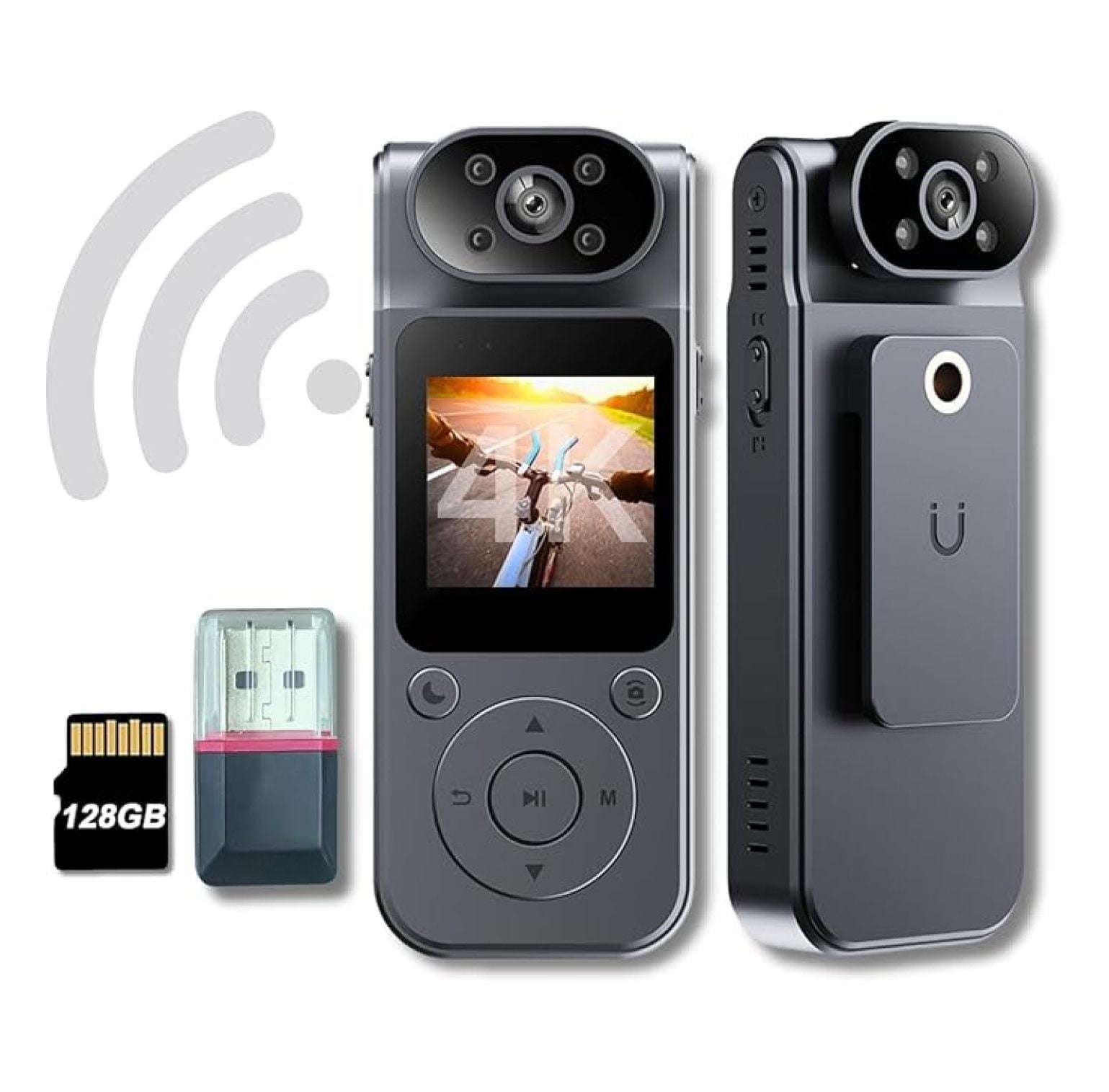 4K Body Camera Video Recorder with 180° Rotation Lens and WiFi for Real ...