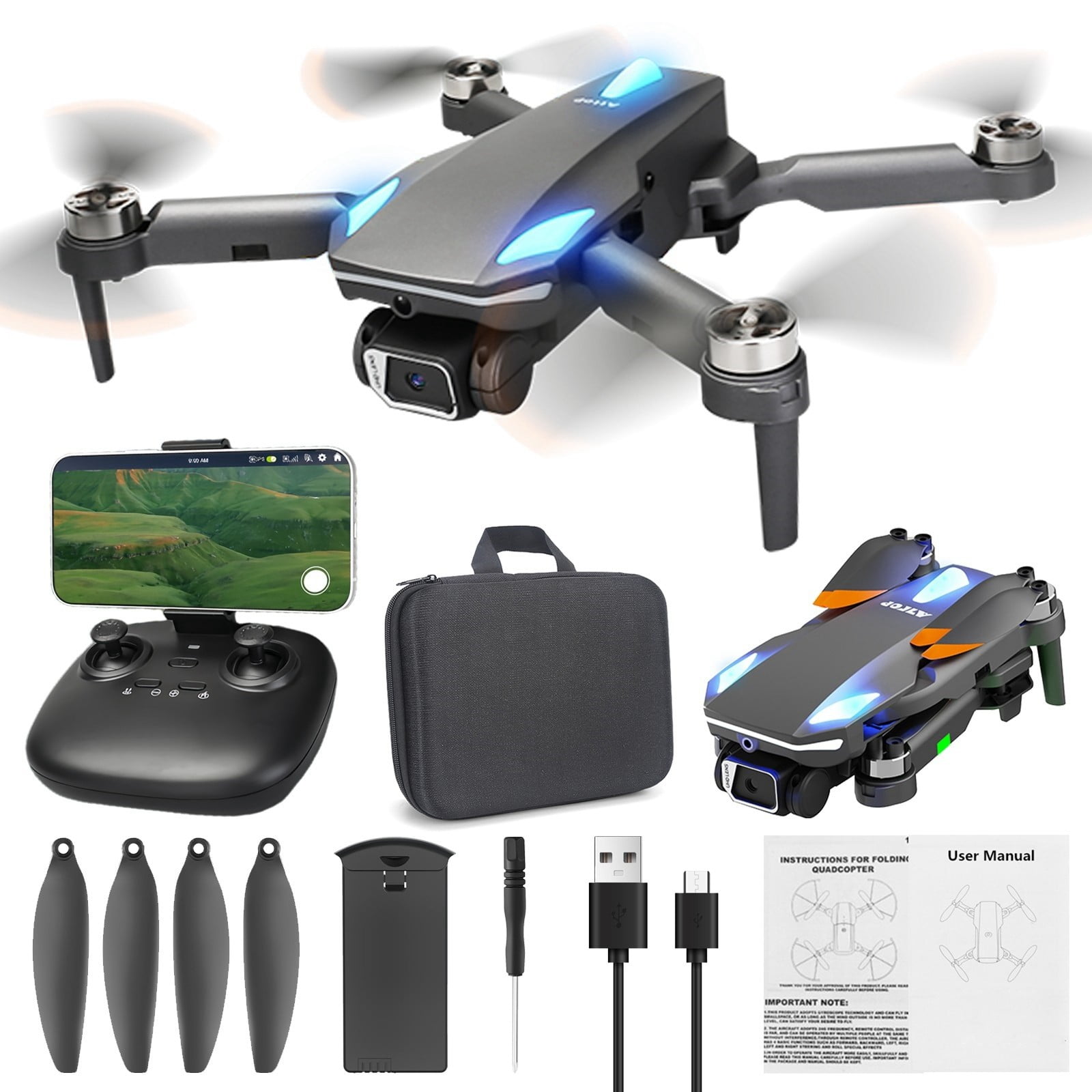 4K Camera Drone with Brushless Motors, Long Flight Time, Auto Return ...