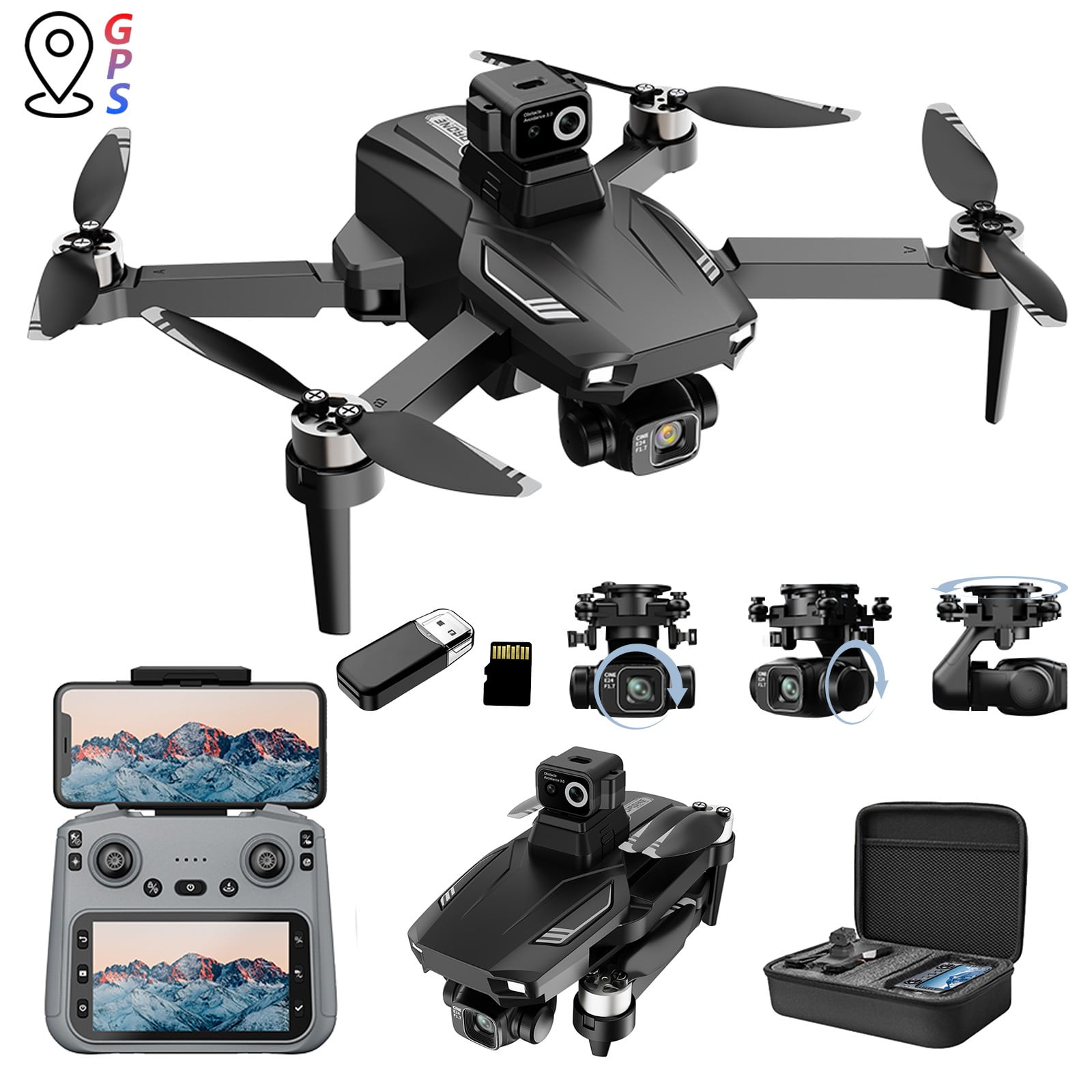 4K Camera Drone with Screen Remote Control, GPS, Laser Obstacle ...