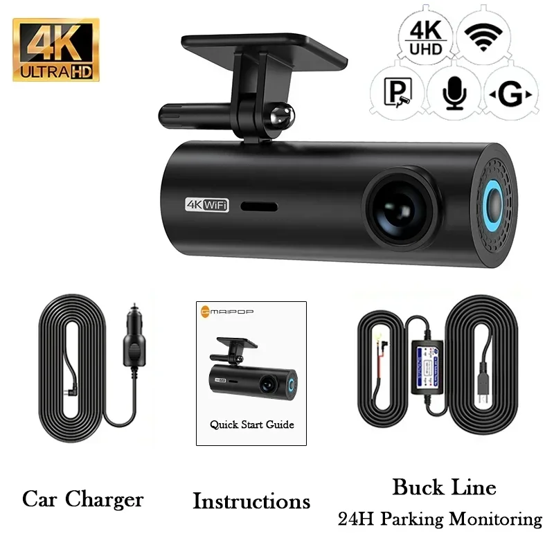 4K Car Dash Cam DVR Recorder Auto Recorder APP Control Black Box WIth ...