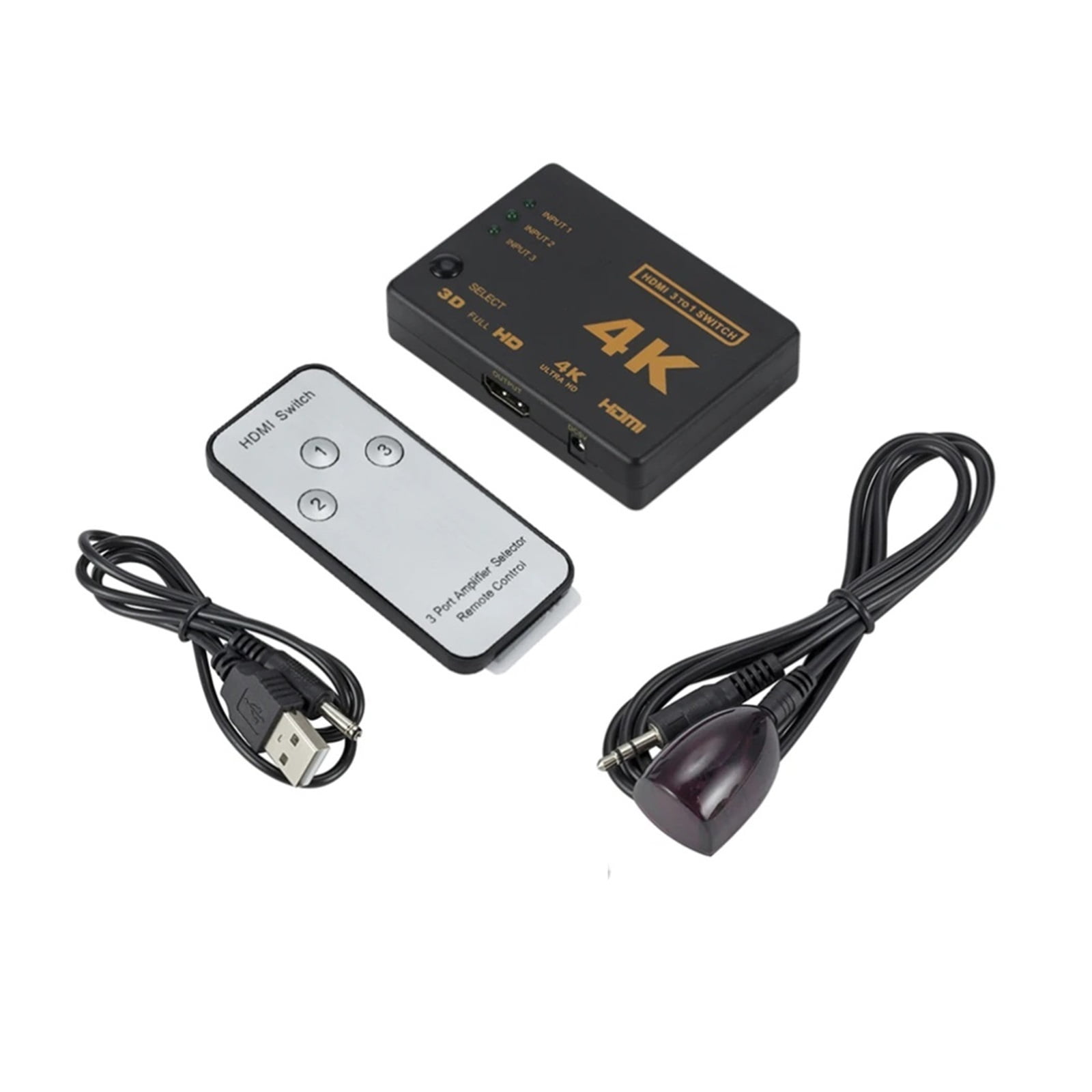 4K Compatible Switch Splitter with IR Remote Control 3 Input 1 Output 3 ...