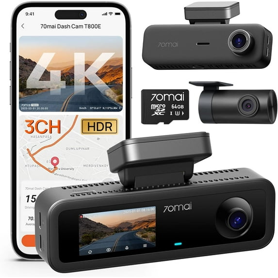 4K Dash Cam Front and Rear Inside, 3 Channel Car Dash Camera for Cars ...