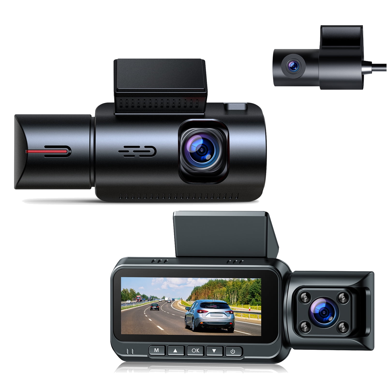 TOGUARD 4K 3 Channel Dash Cam with Road Driving Mode, Front and Rear ...