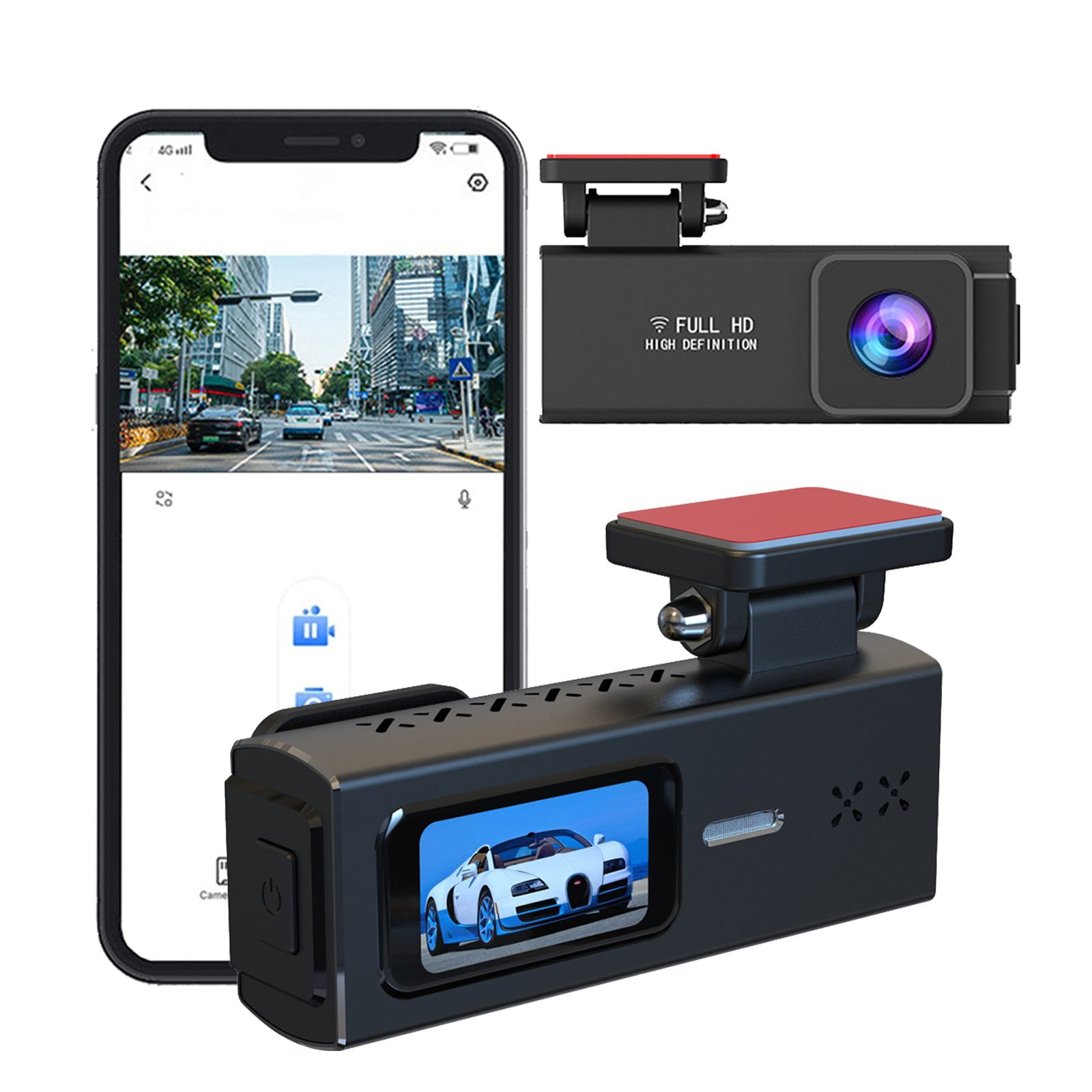 4K Dash Cam Qwtwty 1.47-inch Clear 1296P Display Screen Intelligent Voice Controlled WIFI Mobile ...