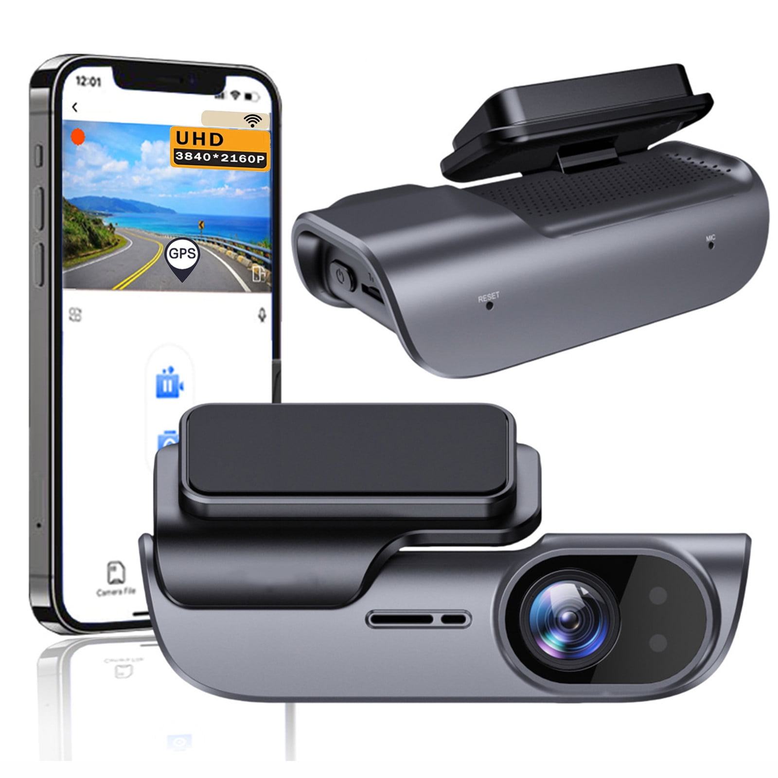 4K Dash Cam with WiFi 3840P UHD Car Driving Recorder Built-in GPS ...