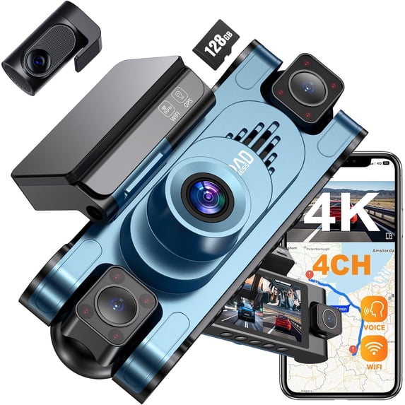 4K DashCam for ,4 Dash Cam Front and Rear Inside with Voice Control,5G ...