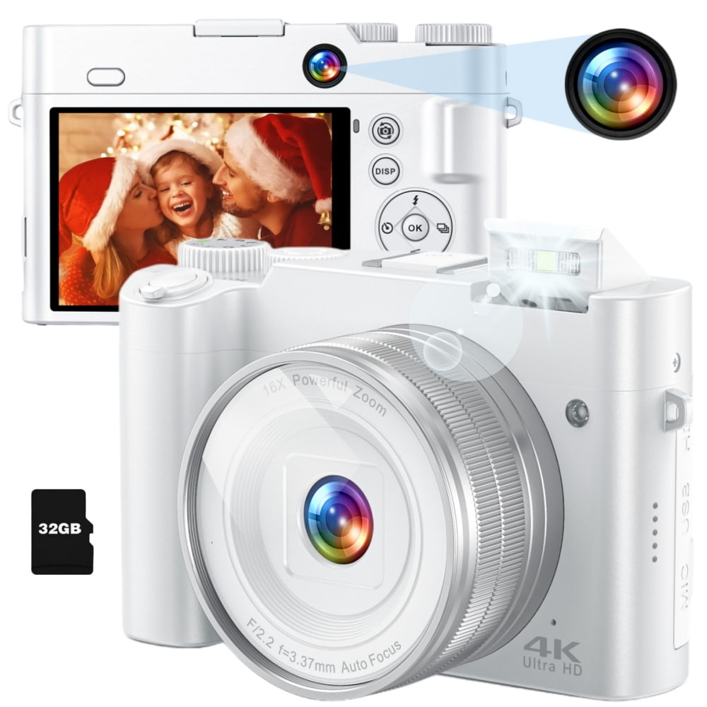 4K Digital Camera,16X Digital Zoom,64MP Front and Rear Camera for ...