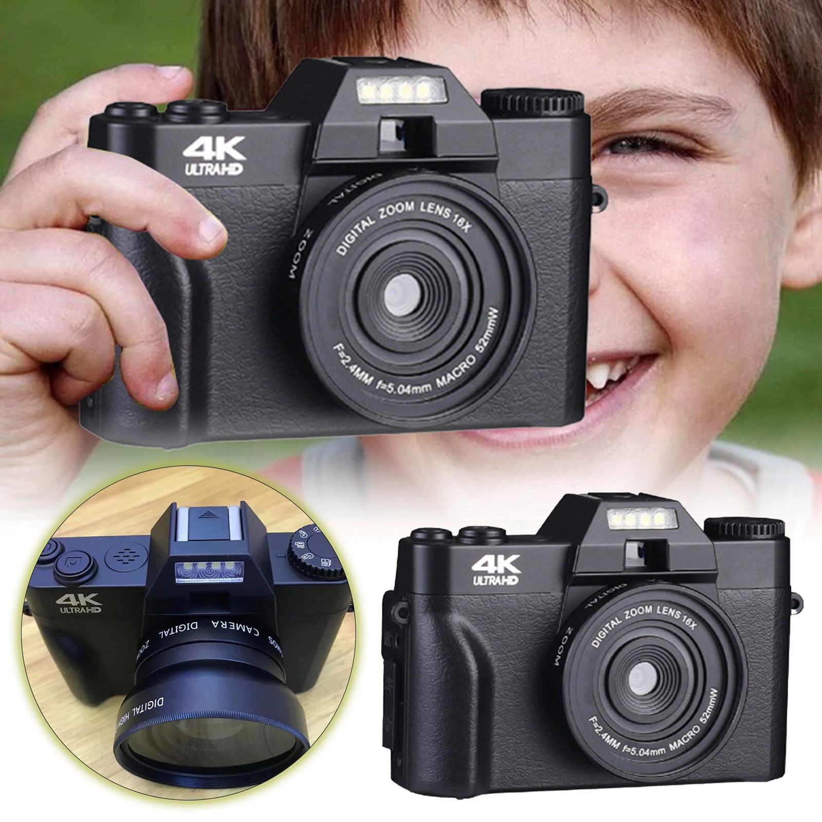 4K Digital Camera, 48MP Camera with 3 inch 180° HD Flippable Screen ...