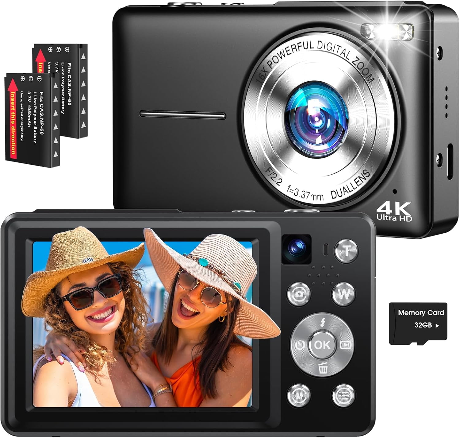 4K Digital Camera, 64MP Autofocus Vlogging Camera with Dual Lens, 16X ...