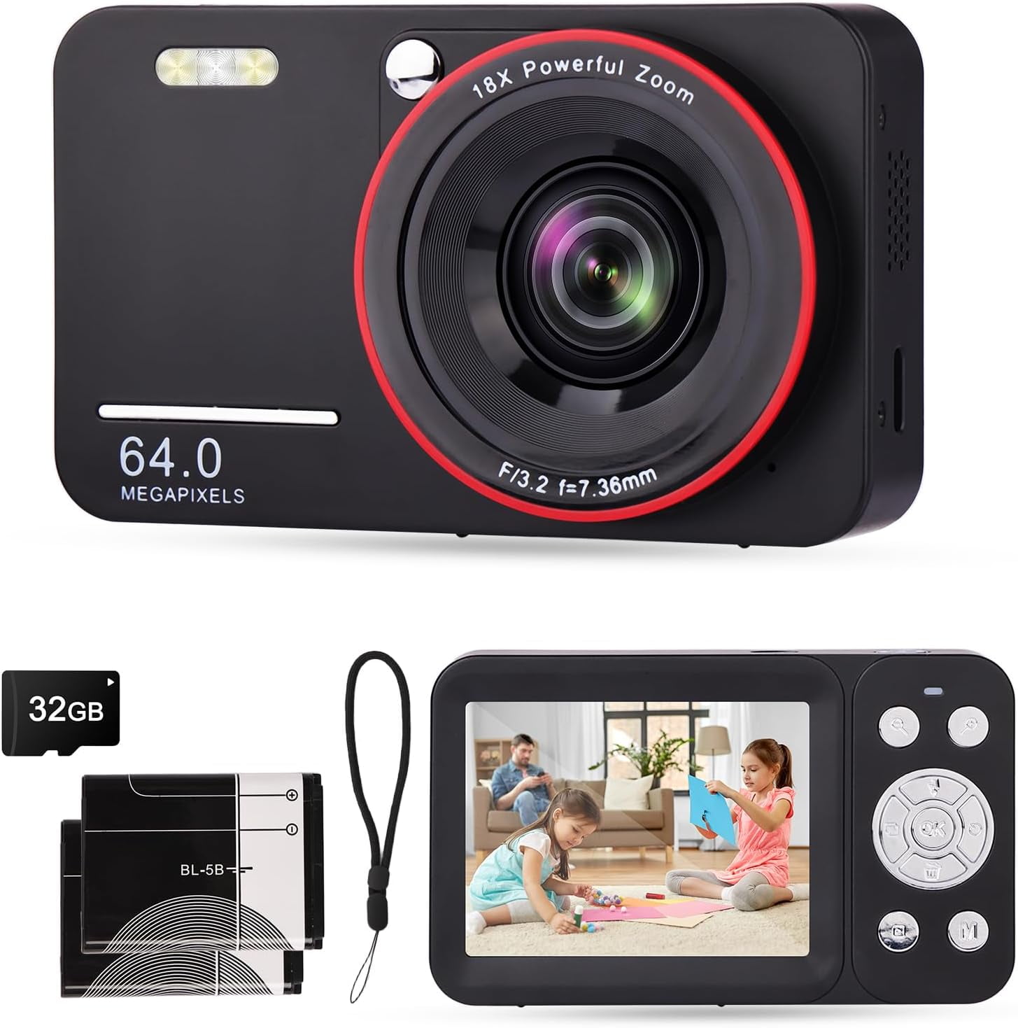 4K Digital Camera, 64MP Point and Shoot Digital Cameras with 18X Zoom ...