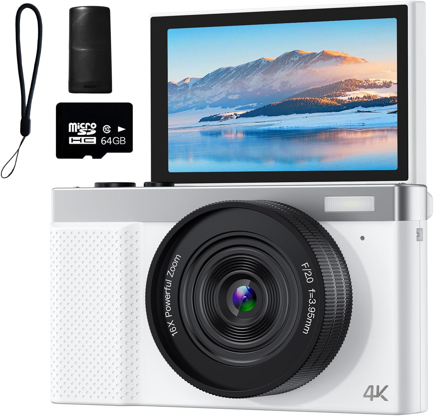 4K Digital Camera, 64MP Vlogging Camera for Photography with 3" 180 ...