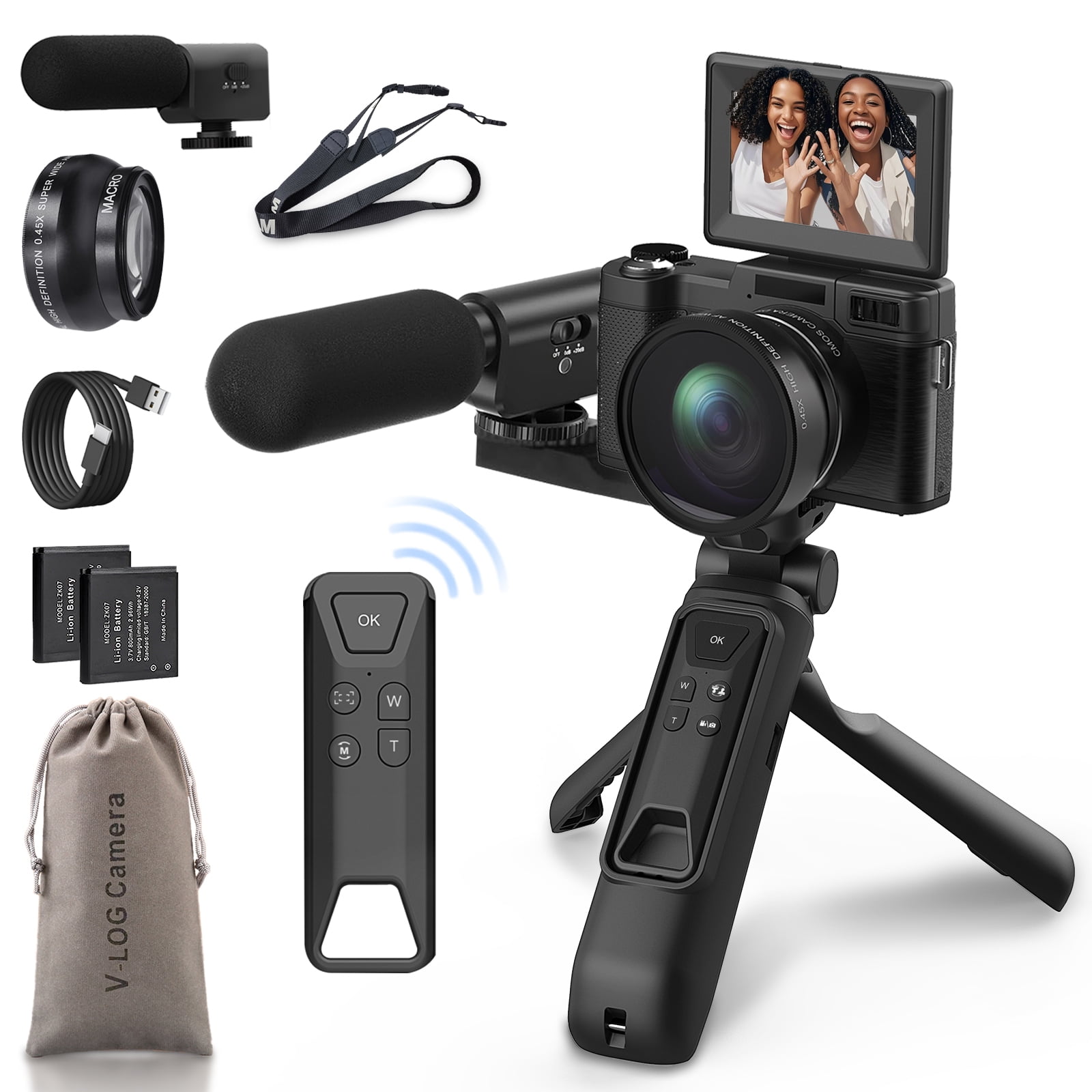 4K Digital Camera with Creator Accessory Kit 48MP Remote Control ...