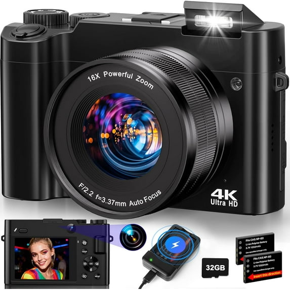 4K Digital Camera for Photography - 64MP Autofocus Vlogging Camera for ...