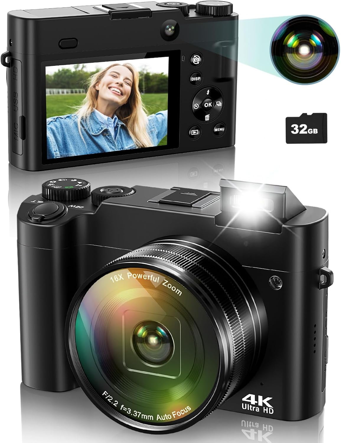 4K Digital Camera for Photography, 64MP Autofocus Vlogging Camera for ...