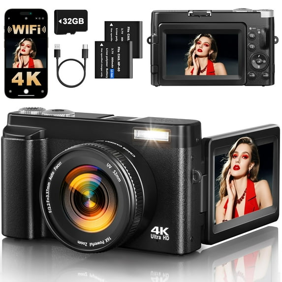 4K Digital Camera for Photography, 64MP Autofocus WiFi Vlogging Camera ...