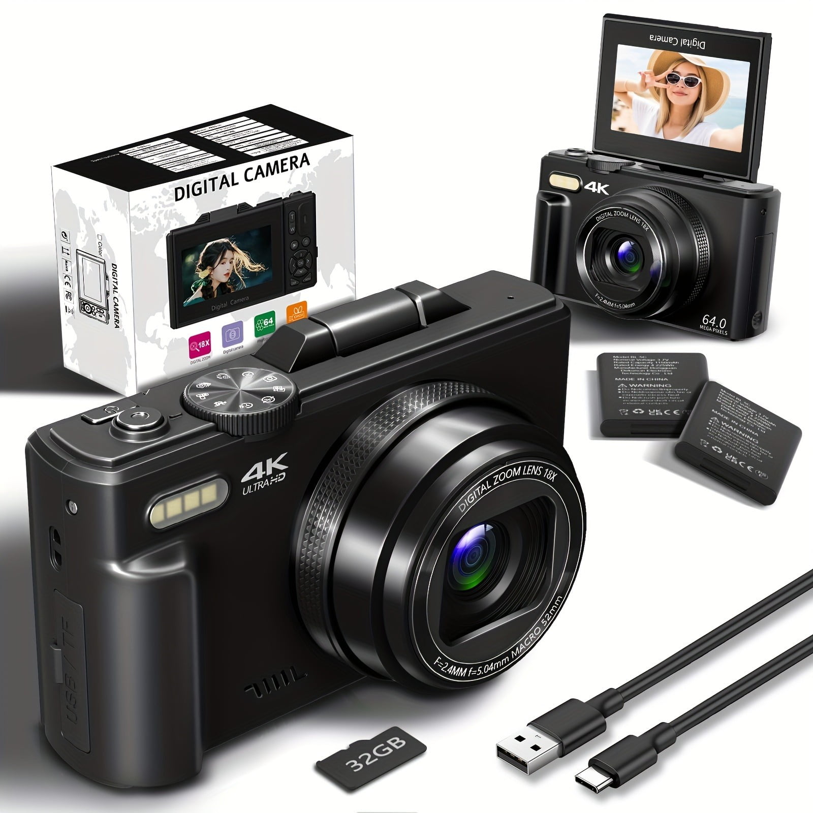 4K Digital Camera For Photography, 64MP Vlogging Camera For YouTube ...