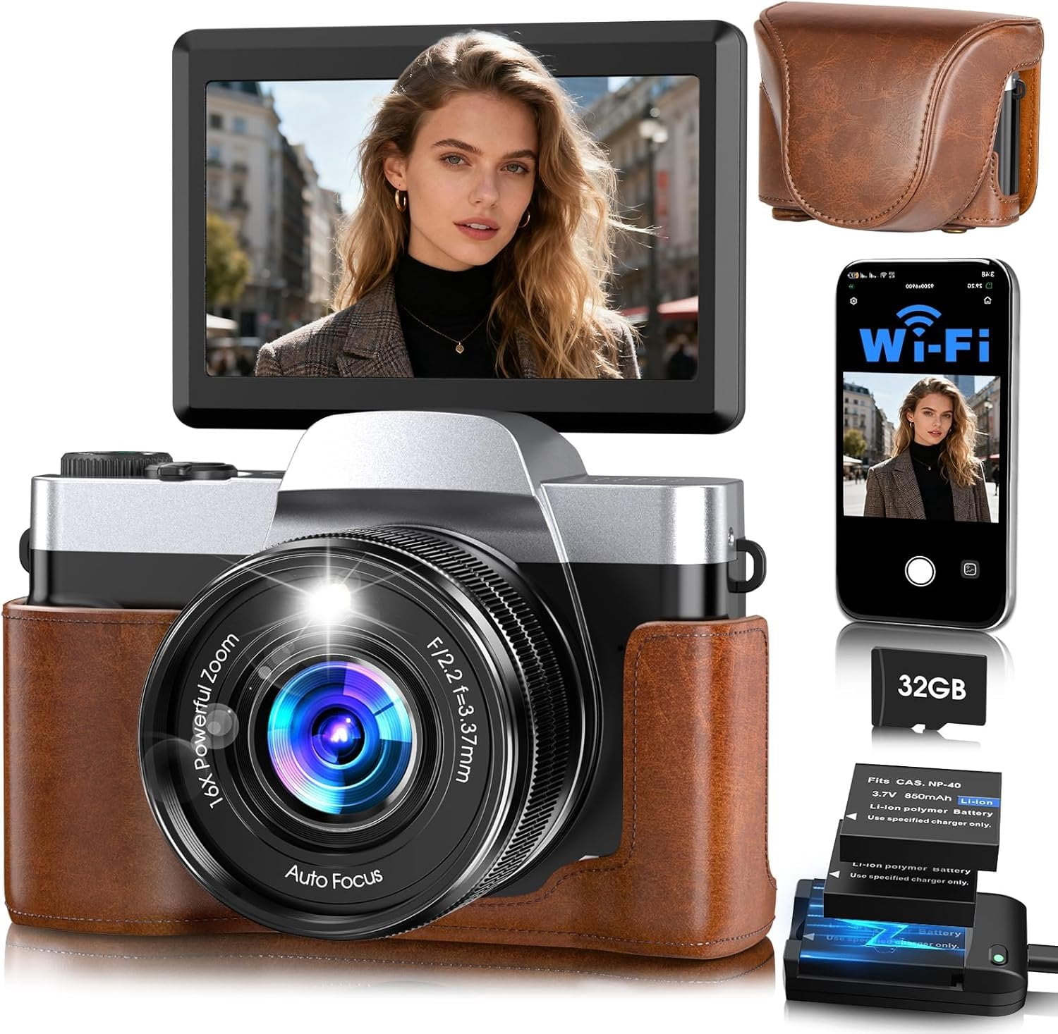 4K Digital Camera for Photography Autofocus, 64MP WiFi Vlogging Camera ...
