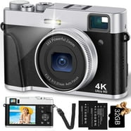 4K 48MP Vlogging Camera with Autofocus, 16X Zoom, Compact Video Camera, Includes 32GB SD Card ...