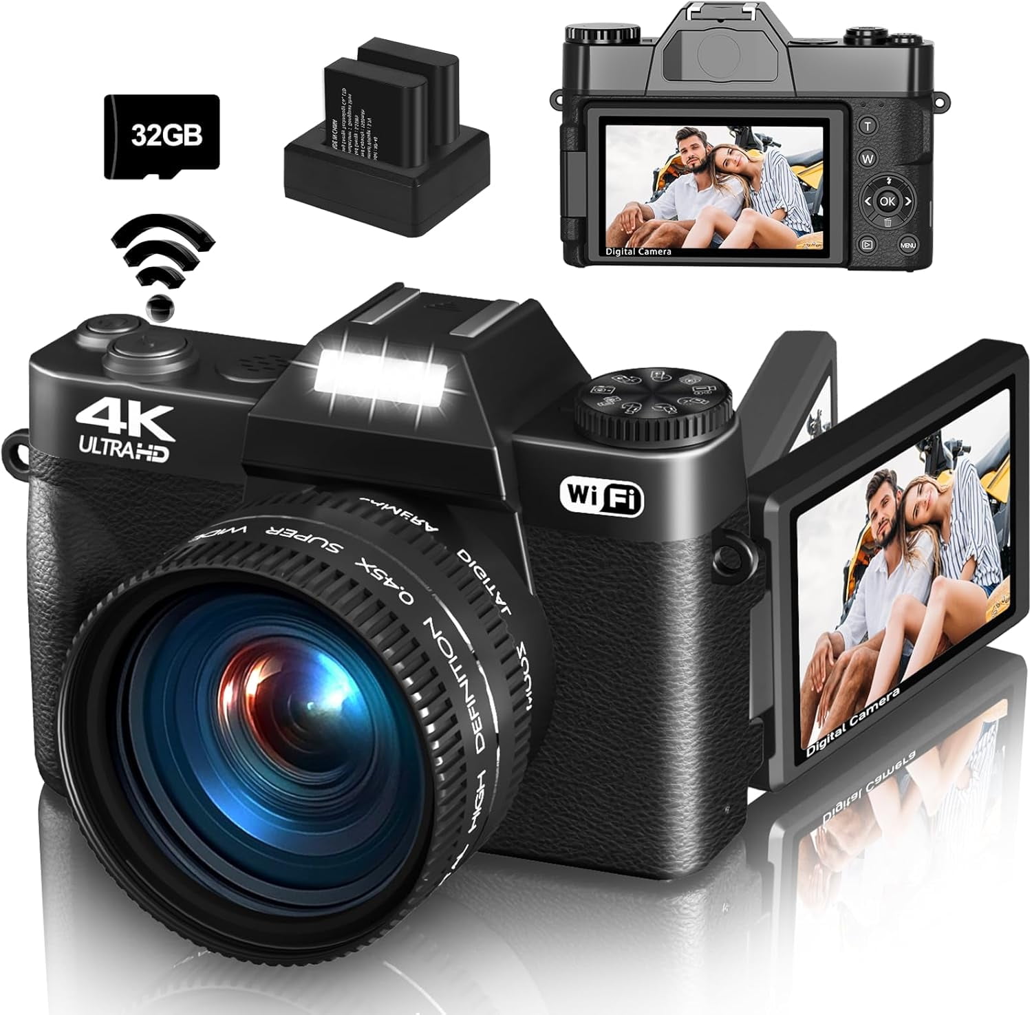 4K Digital Camera for Photography & Vlogging, 56MP YouTube Camera with ...