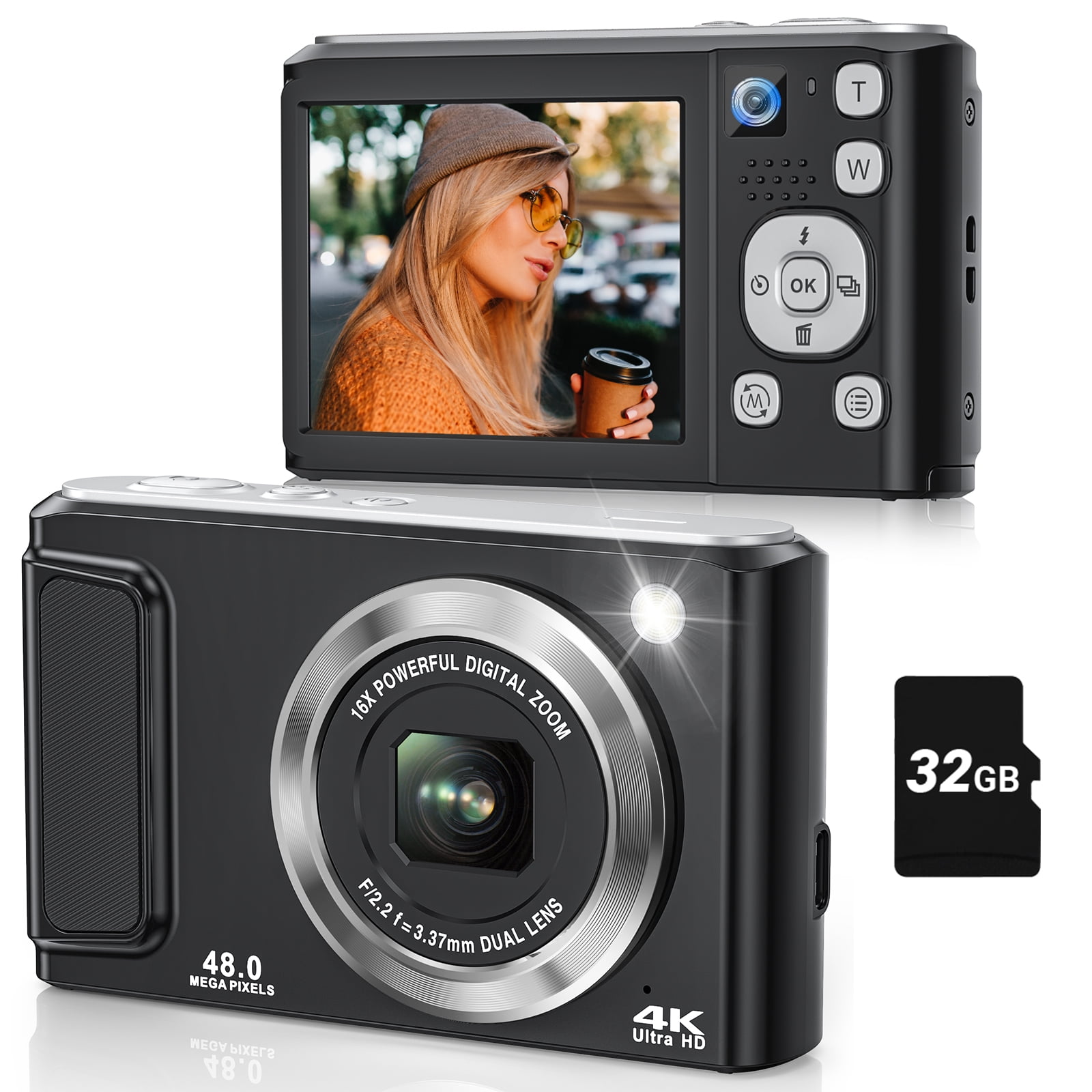 4K Digital Camera,Vlogging Compact Camera with Front and Rear Camera ...