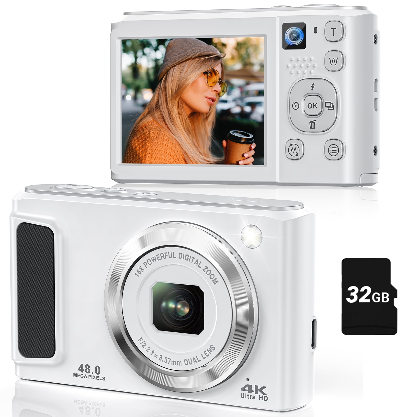 4K Digital Camera,Vlogging Compact Camera with Front and Rear Camera ...