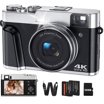 Compact 4K Melcam Camera, 48MP, Anti-Shake, Viewfinder, SD Card, 2 ...