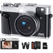 Compact 4K Melcam Camera, 48MP, Anti-Shake, Viewfinder, SD Card, 2 ...