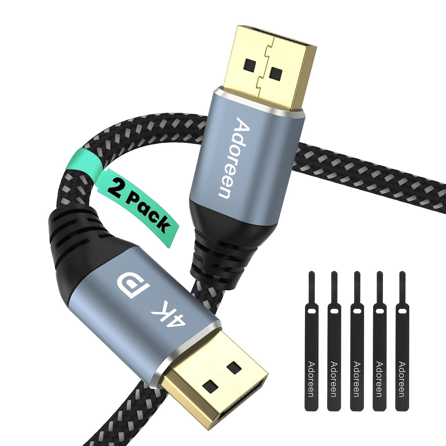 4K DisplayPort Cable 3 feet/2 Pack, Braided DP to DP 1.2 Cord(from 1.5 ...