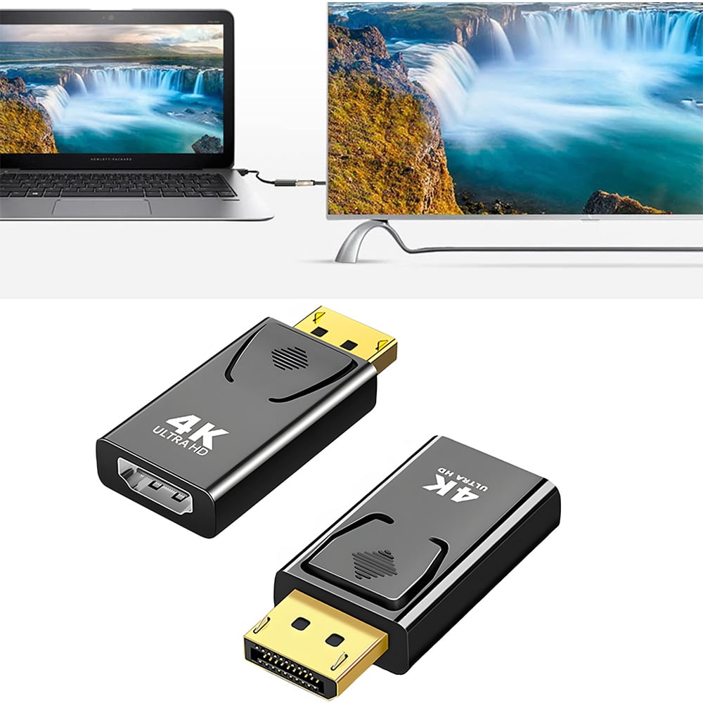 4K DisplayPort to HDMI Adapter 2-Pcs,24K Gold Plated Uni-Directional ...