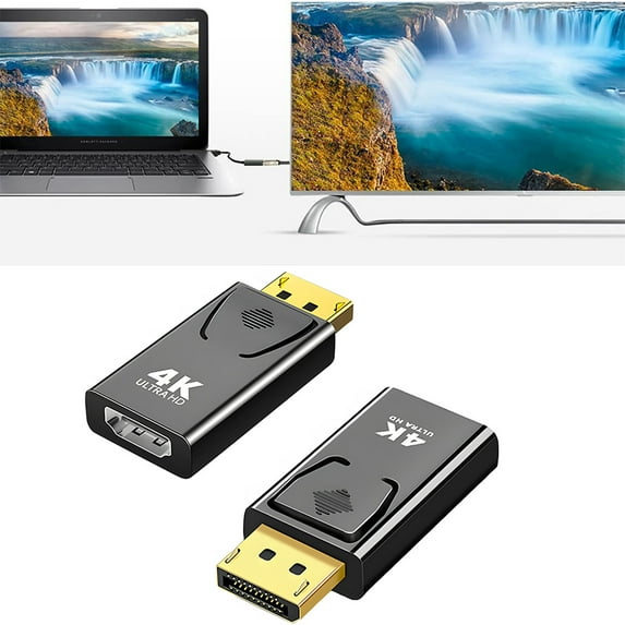4K DisplayPort to HDMI Adapter 2-Pcs,24K Gold Plated Uni-Directional Display Port DP to HDMI ...