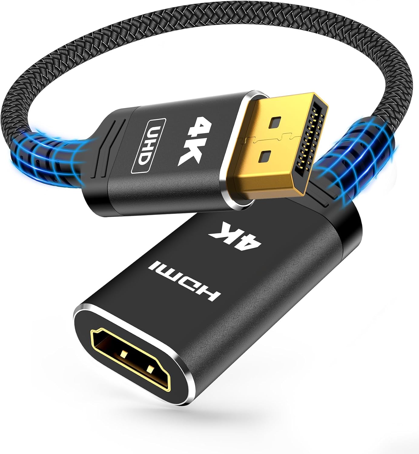 4K DisplayPort to HDMI Adapter, Uni-Directional DP to HDMI Adapter Converter Cable Male to ...