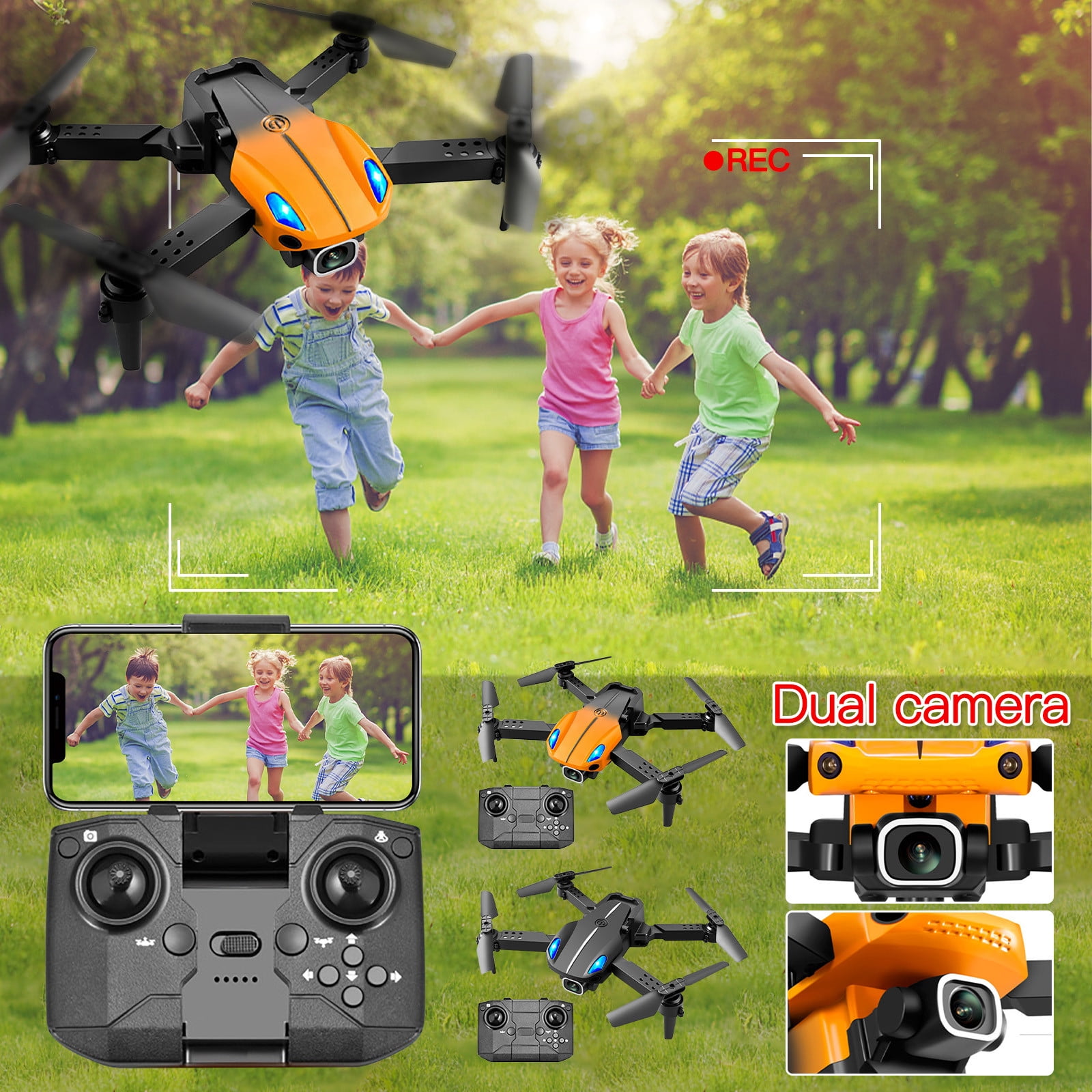 4K Dual Camera Drone, Foldable Mini Quadcopter, HD Aerial Photography ...