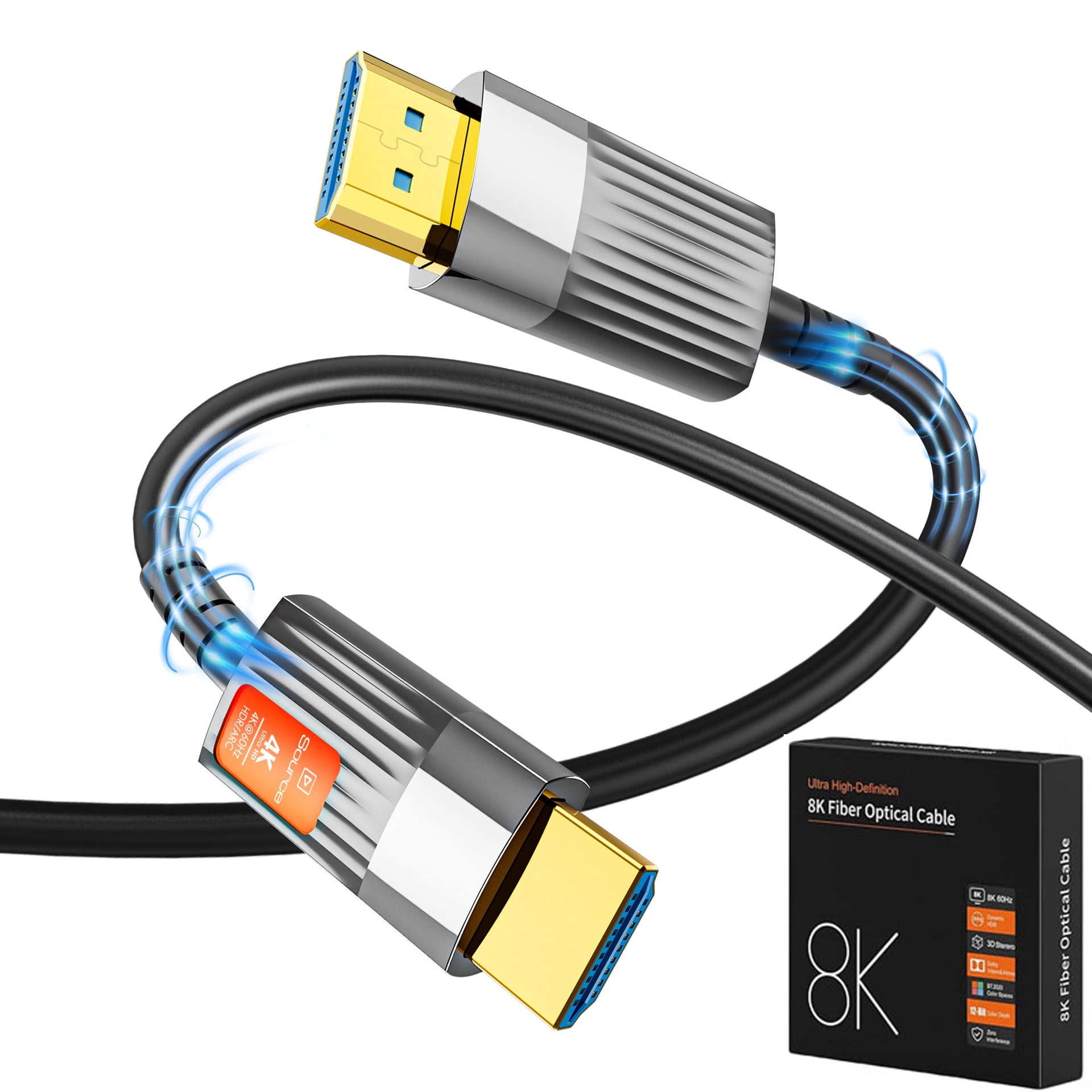 4K Fiber Optic HDMI Cable 164Feet Long Full 4K60Hz (4:4:4 RGB HDR10 ...