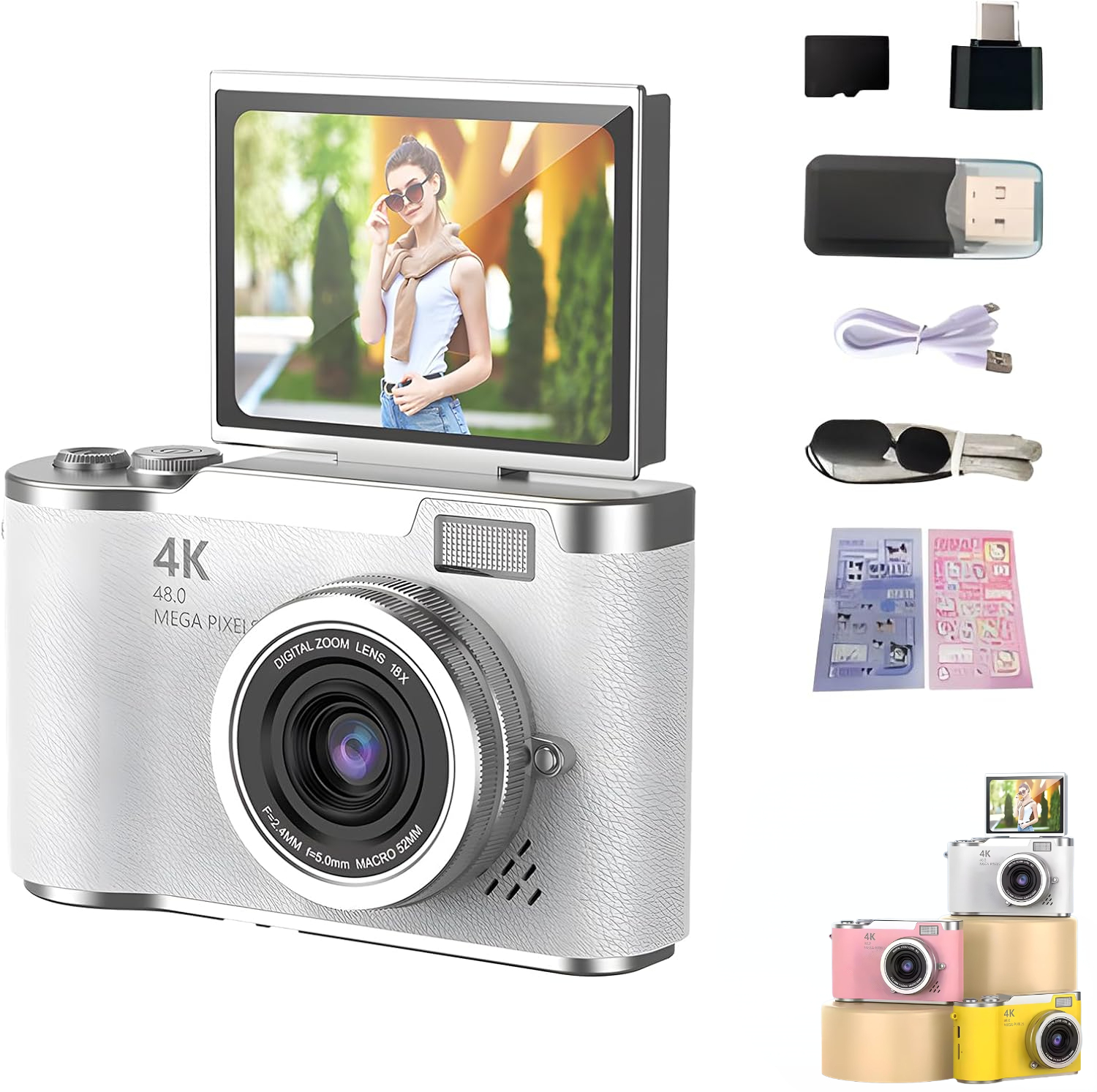 4K Foldable Screen Student Camera, Point and Shoot Digital Cameras with ...