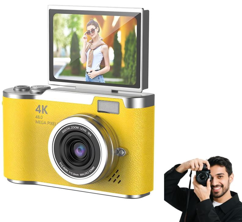 4K Foldable Screen Student Camera, Point and Shoot Digital Cameras with ...
